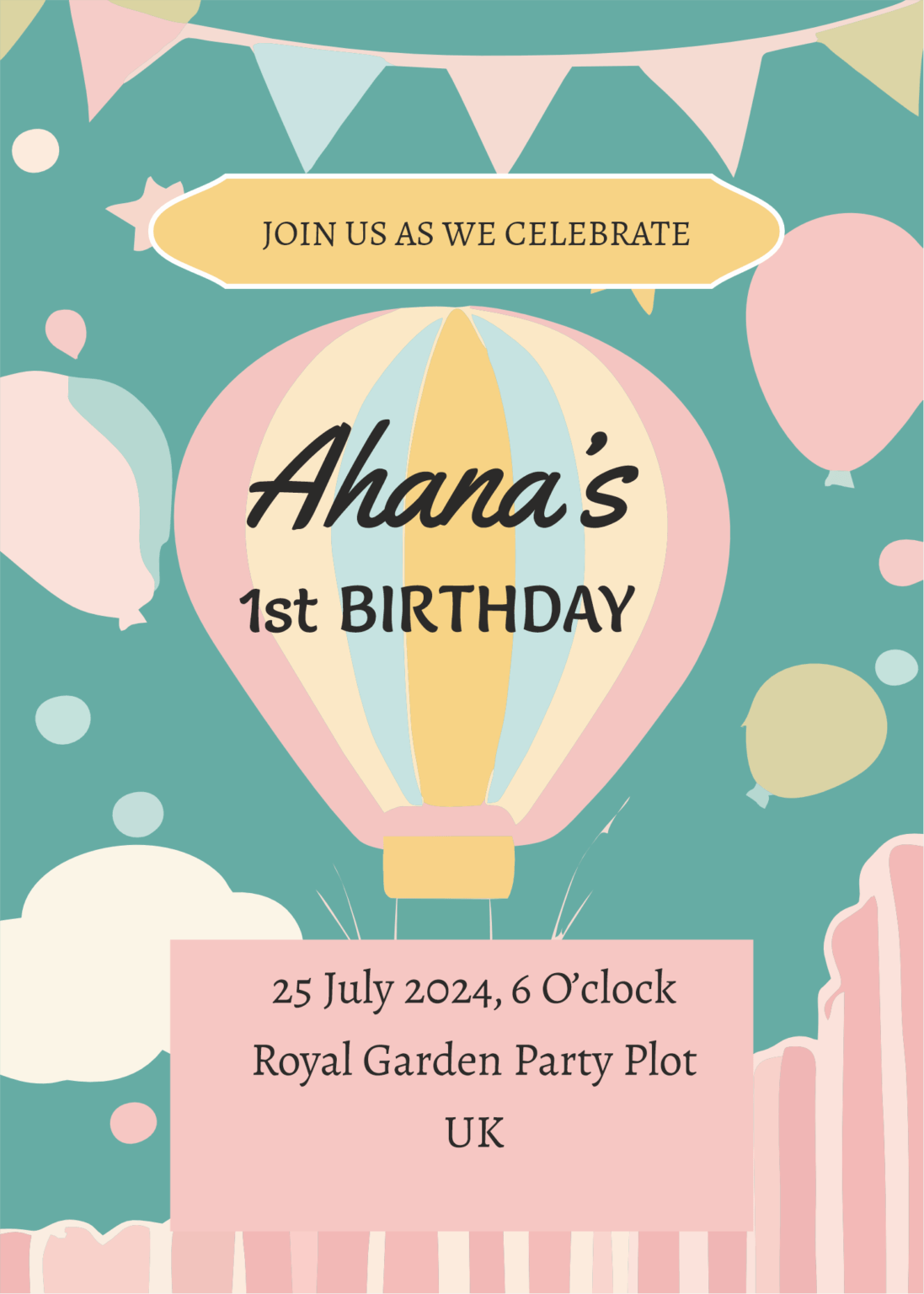 1st Birthday Invitation Card Online Editing Free, Edit Name