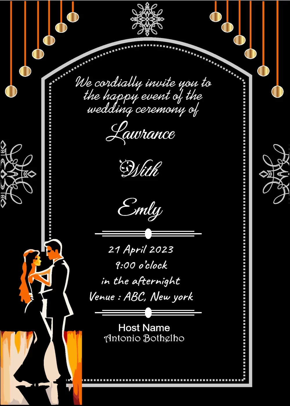 Unique Party Invitation Card Design, Dancing Couple And Cool Style Make ...