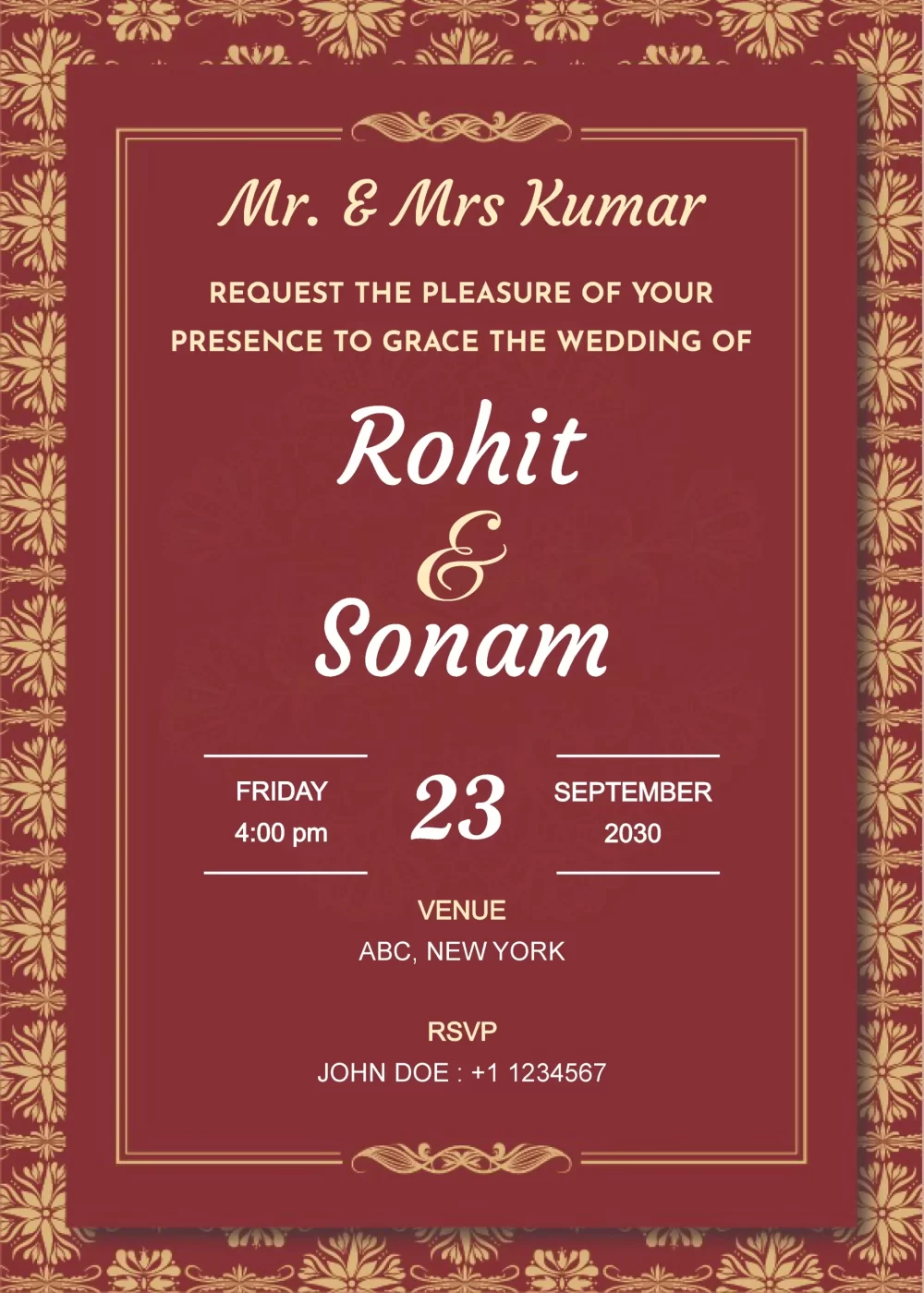 Stunning Red Invitation Card - Cardmakerz.com Stunning Red Invitation ...