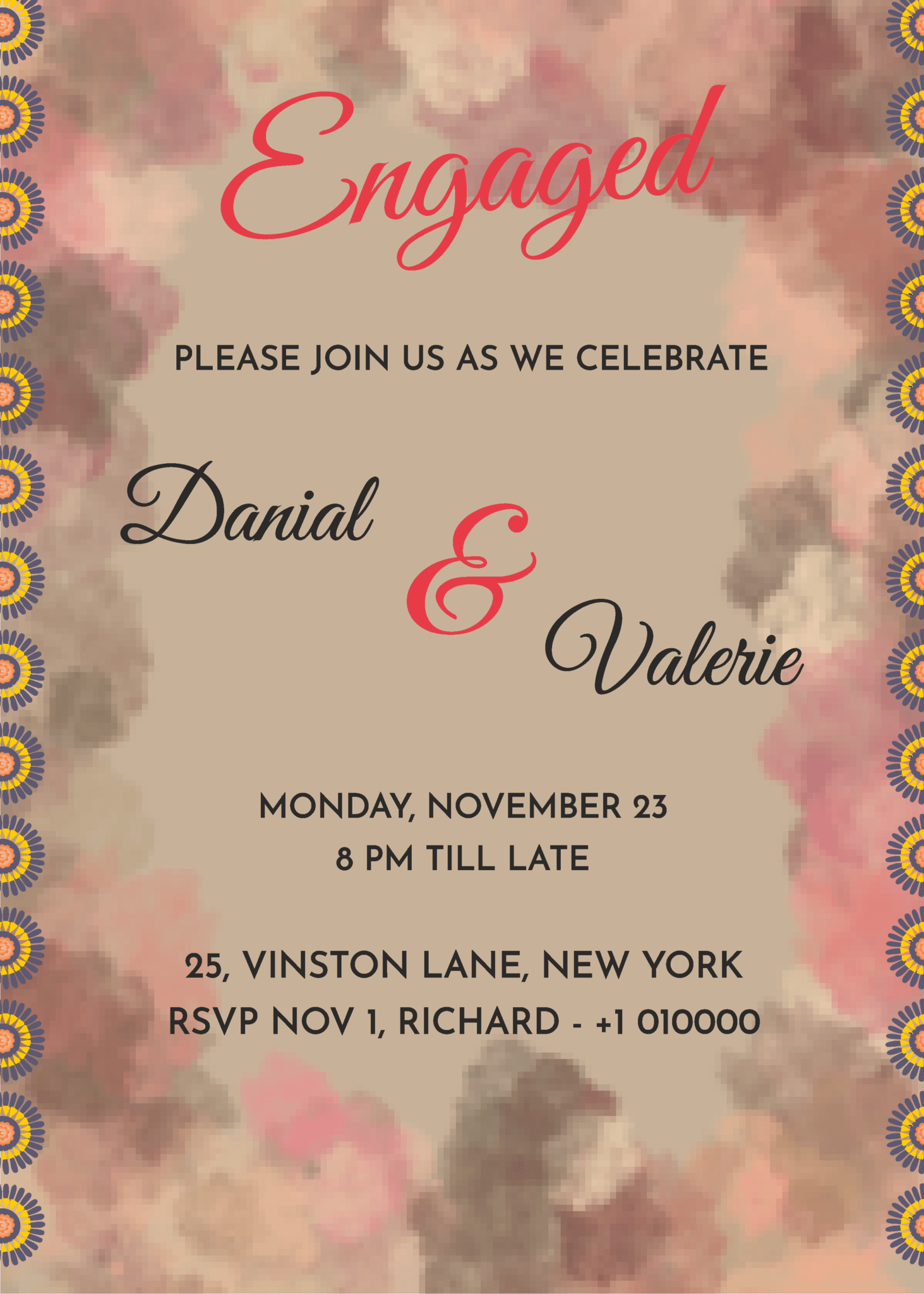 Engagemnt Invitation Card Beautiful Brush Stroke Easily Editable Engagemnt Invitation Card Beautiful Brush Stroke Easily Editable