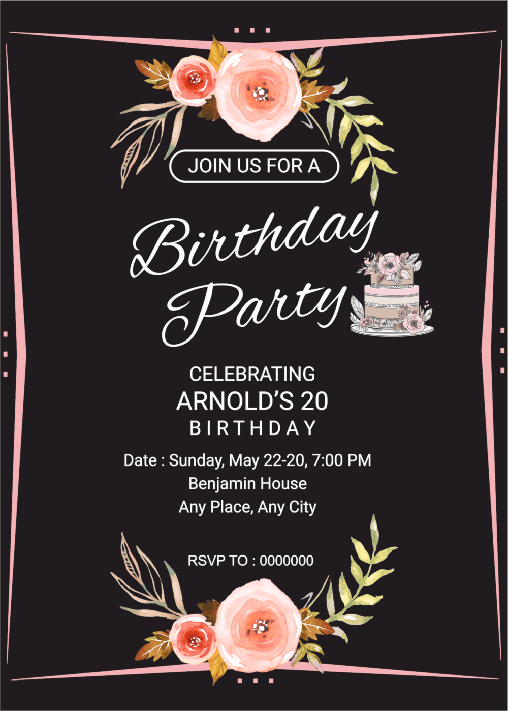 Birthday Invitation Cards Designs, Choose, Edit Name Online
