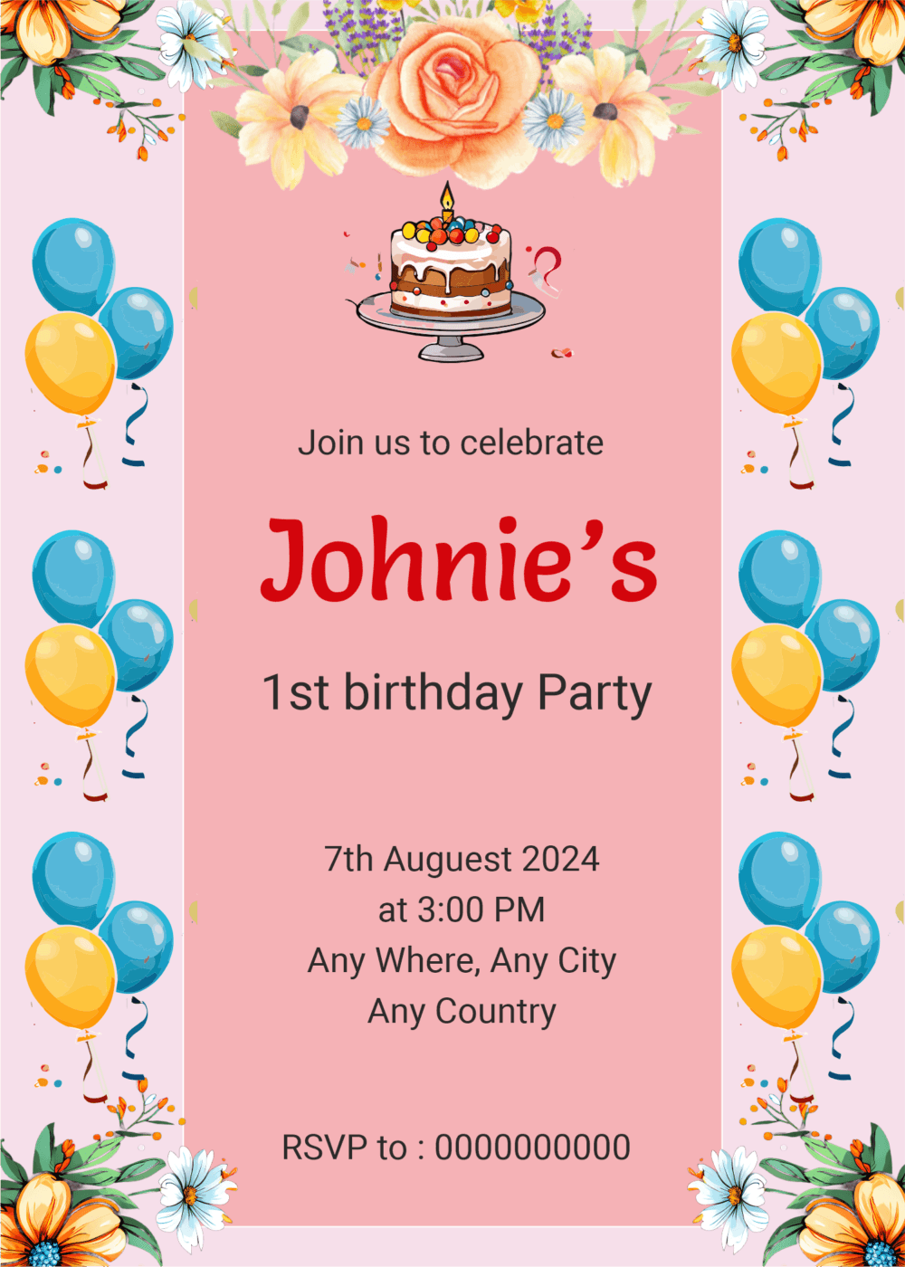 Birthday Party Invitation Card, Effortlessly Create Online.