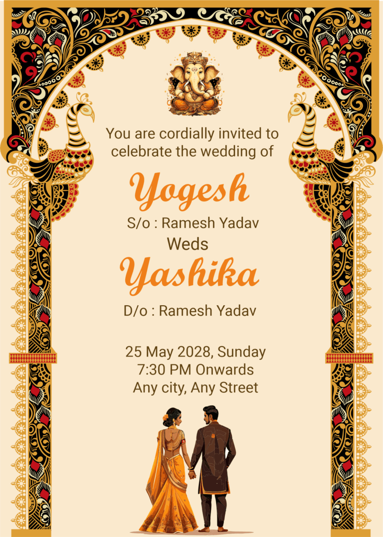 Indian Marriage Card Online Customize, Instantly Download