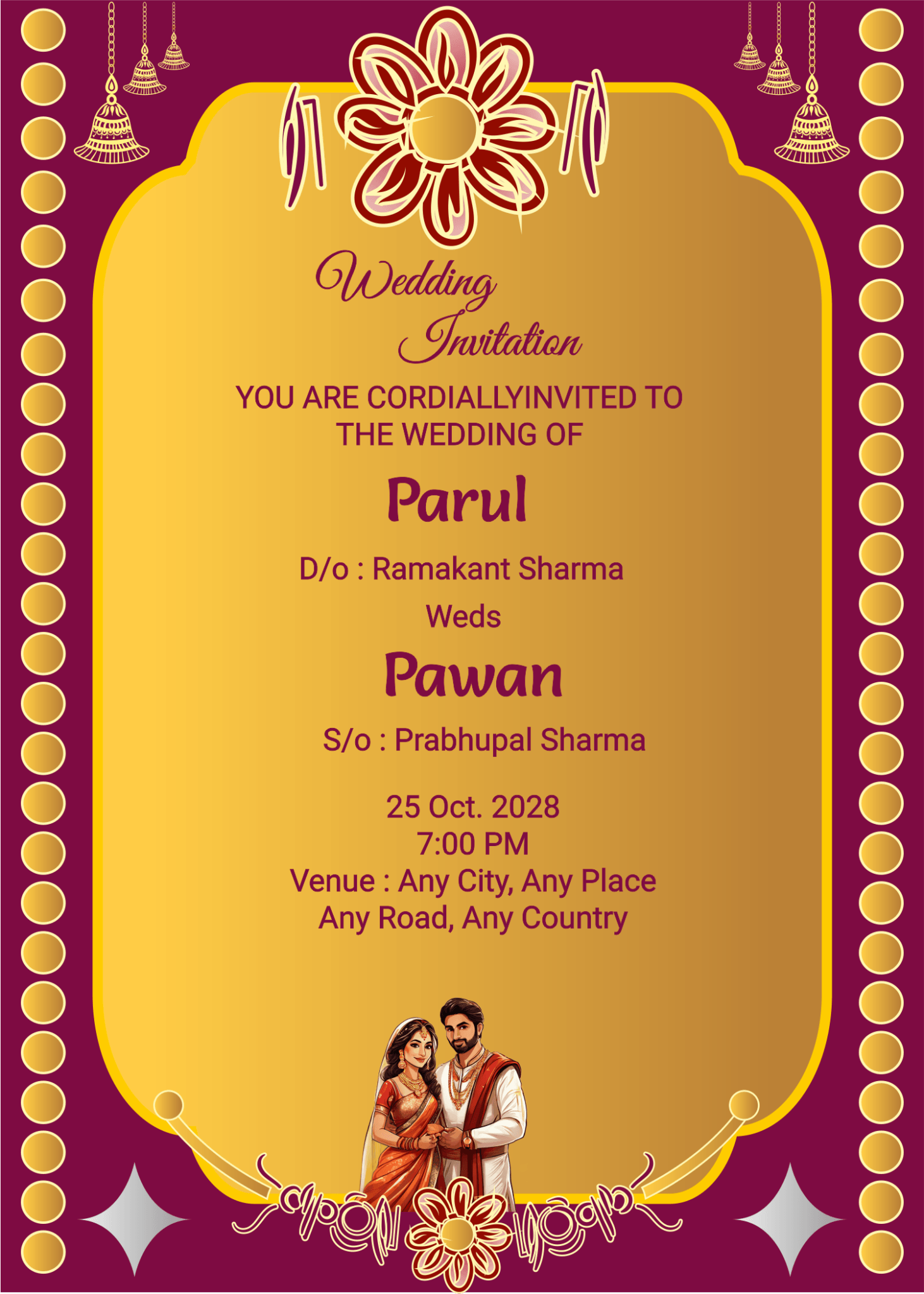 Indian Marriage Card Online Customize, Instantly Download