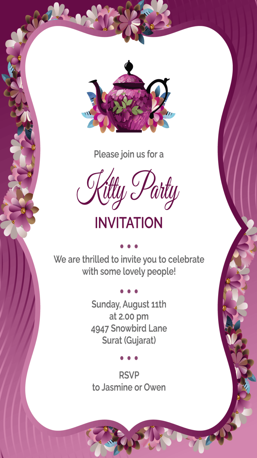 Free Kitty Party Invitation Card
