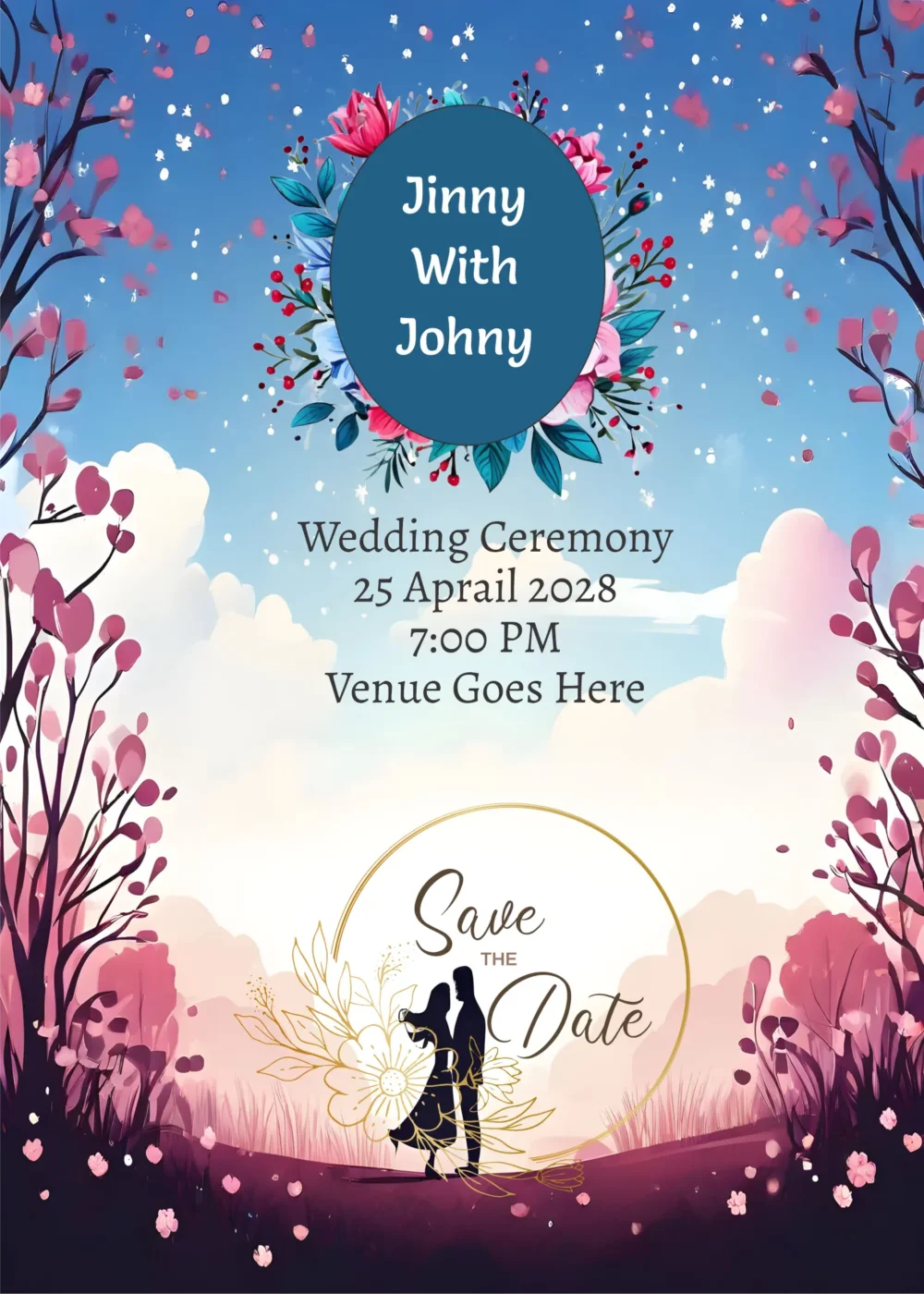 Free Save The Date Wedding Invitation, Make Online