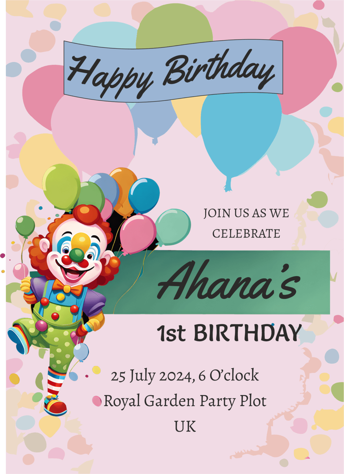 1st Birthday Invitation Card Online Editing Free, Edit Name