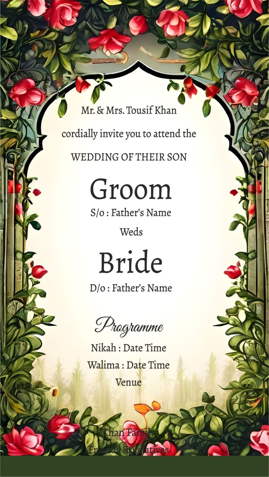 Free Online Editable Islamic Marriage Cards