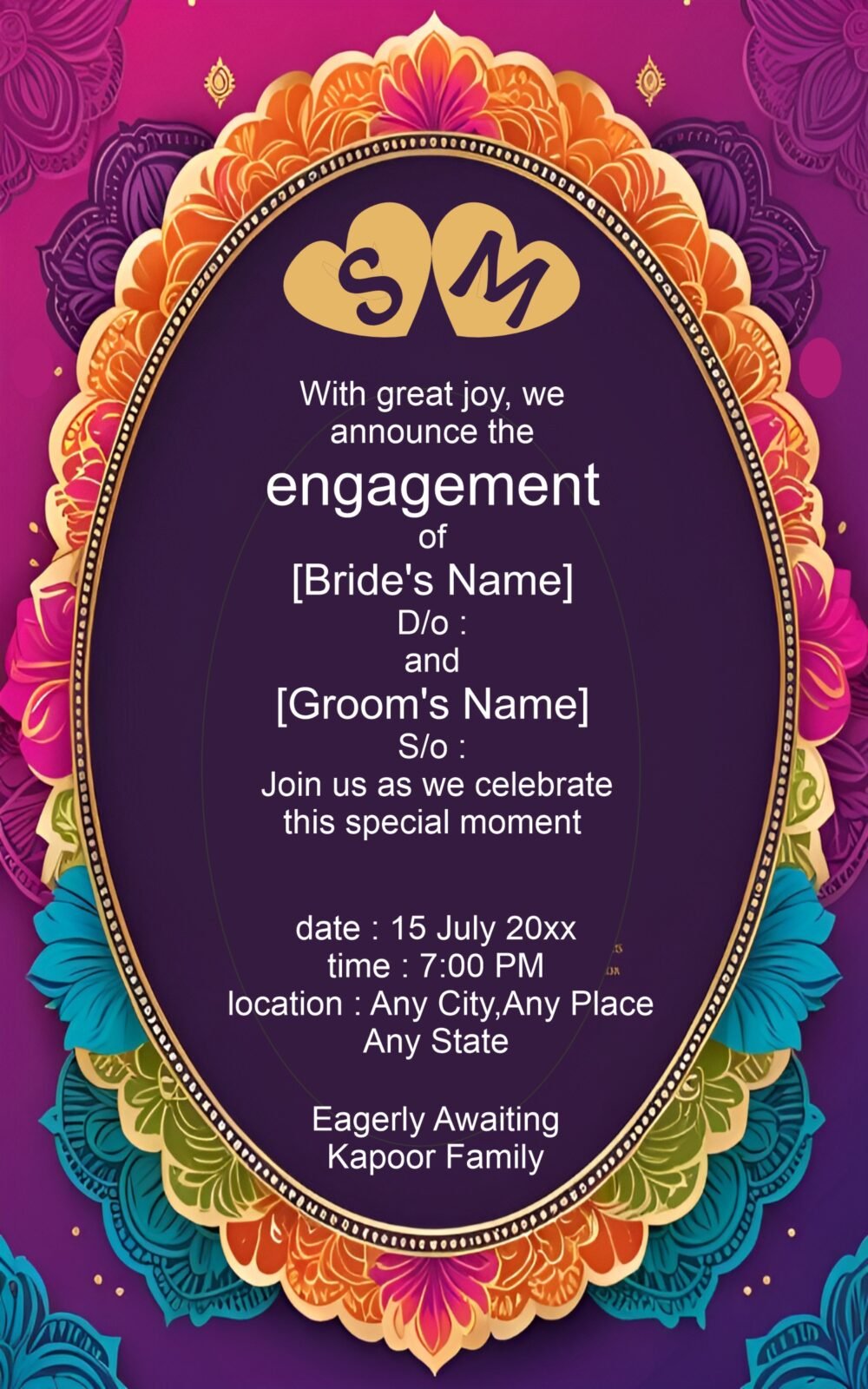Engagement Invitation Card With Name Editing Free